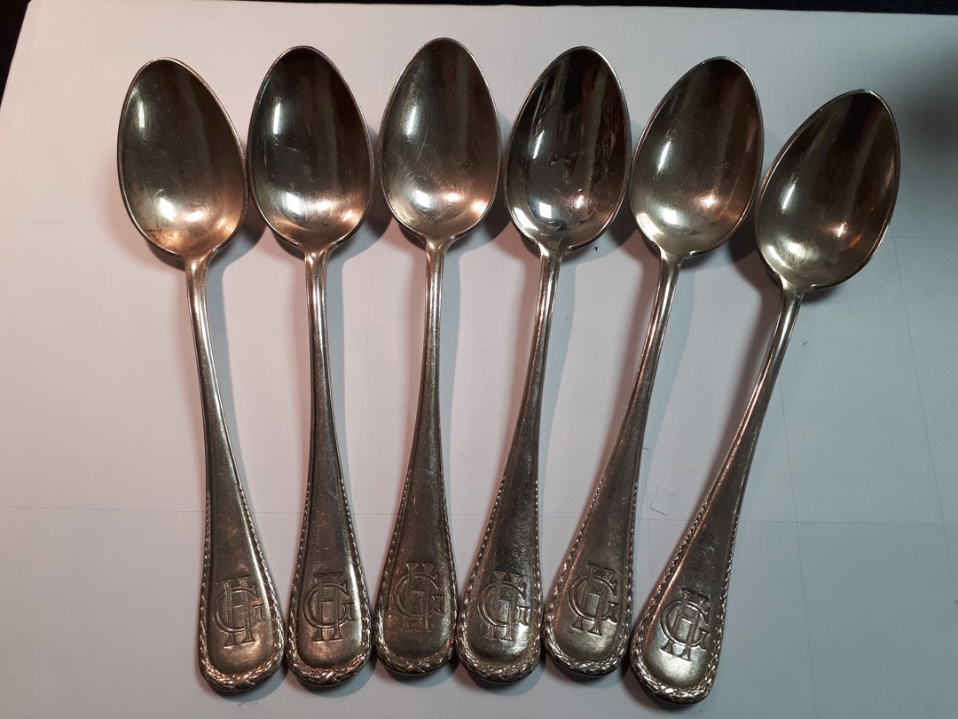6 VINTAGE Spoons, Monogram GH or HG, Gebruder Hepp, Germany, 90 ...