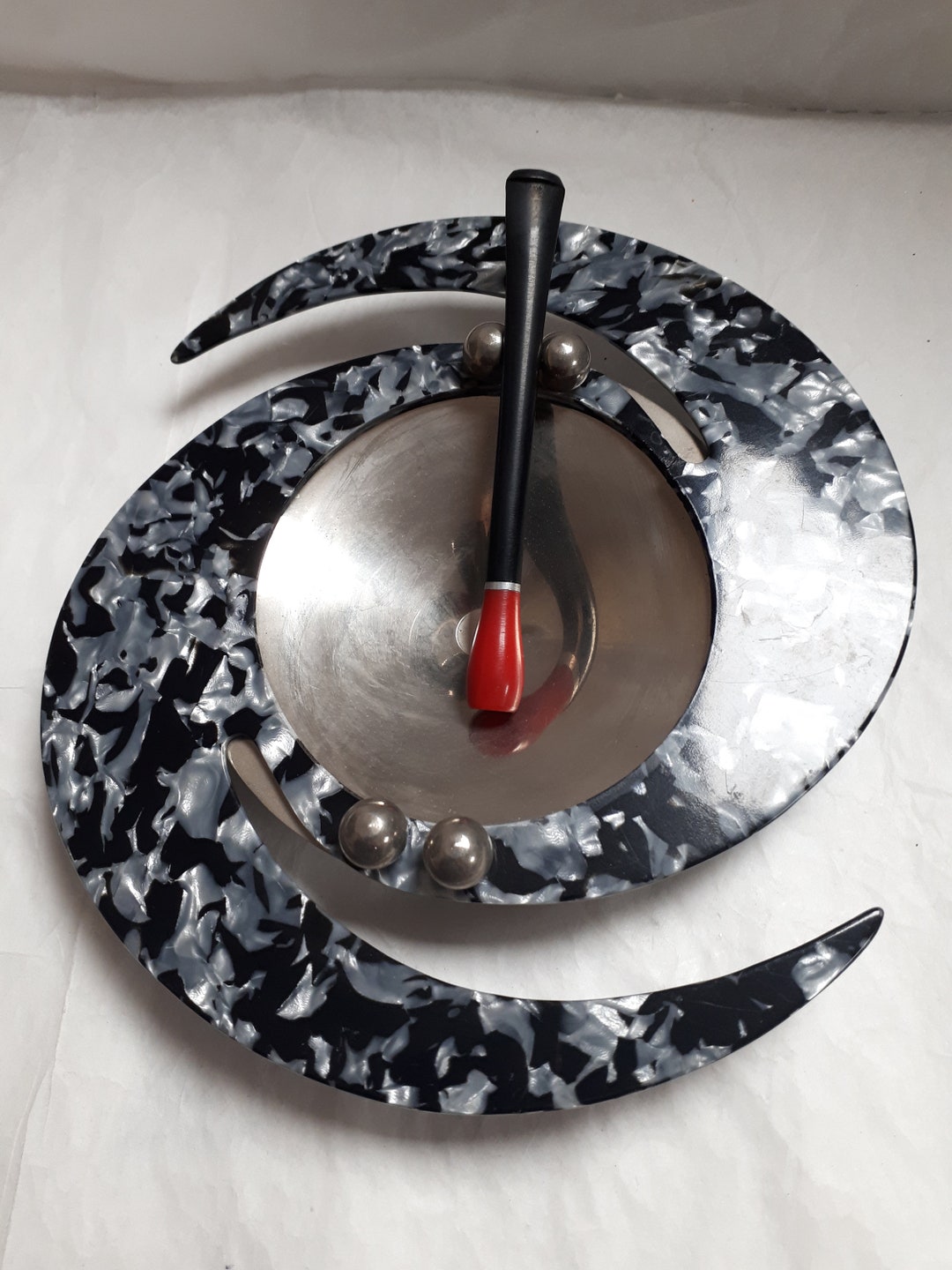 ART DECO ASHTRAY 1940, Lucite & Chrome, Silver Grey and Black, Artisan ...