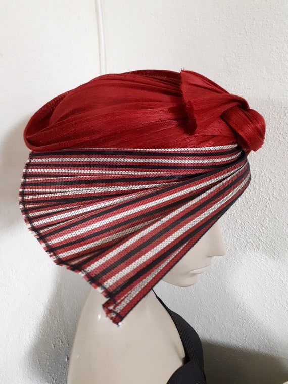 SUMMER HAT Buntal Straw Pliable Red and Black. VERY Chic - Etsy