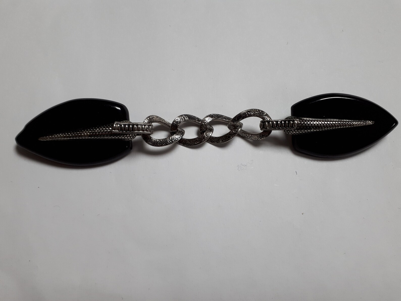 Vintage BAKELITE Shawl Clasp Black Beautiful Silvertone - Etsy