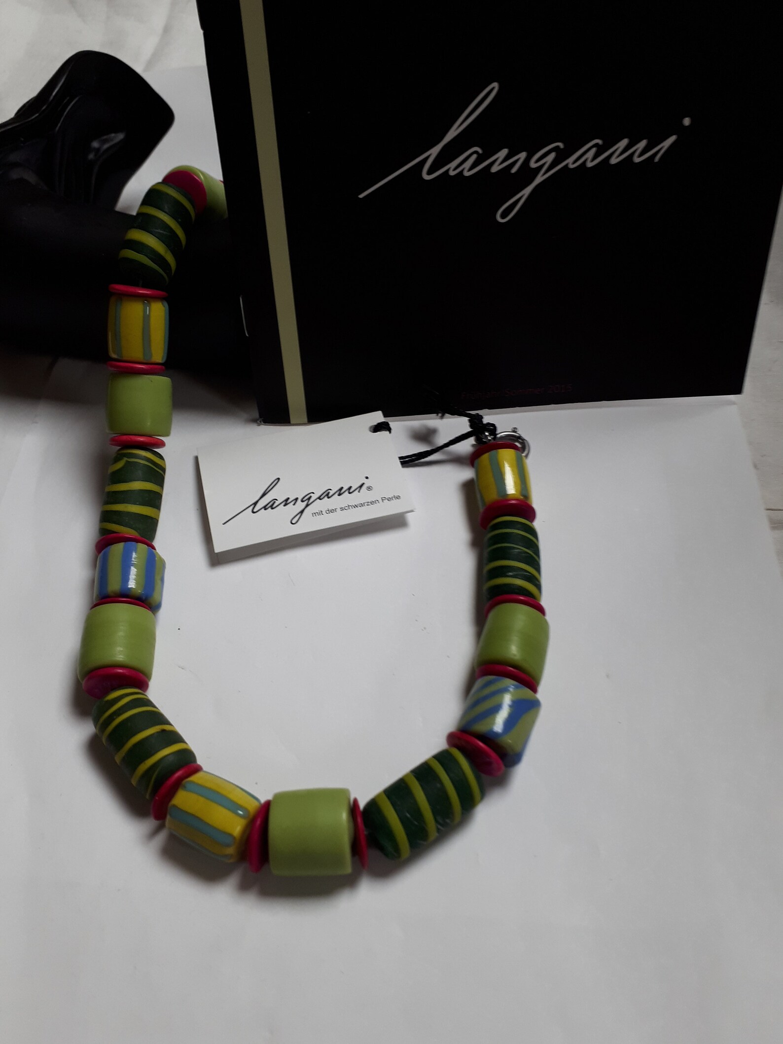 LANGANI Vintage Necklace Glass Ceramic Greens Blues - Etsy