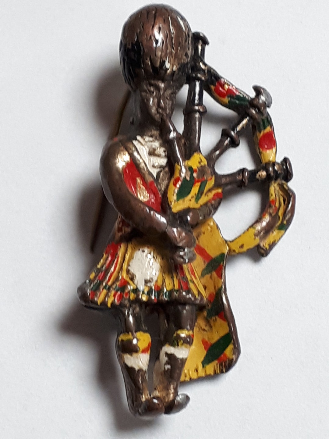 BAGPIPES Scottish Piper, Vintage Brooch Enamelled Pot Metal, Forties ...