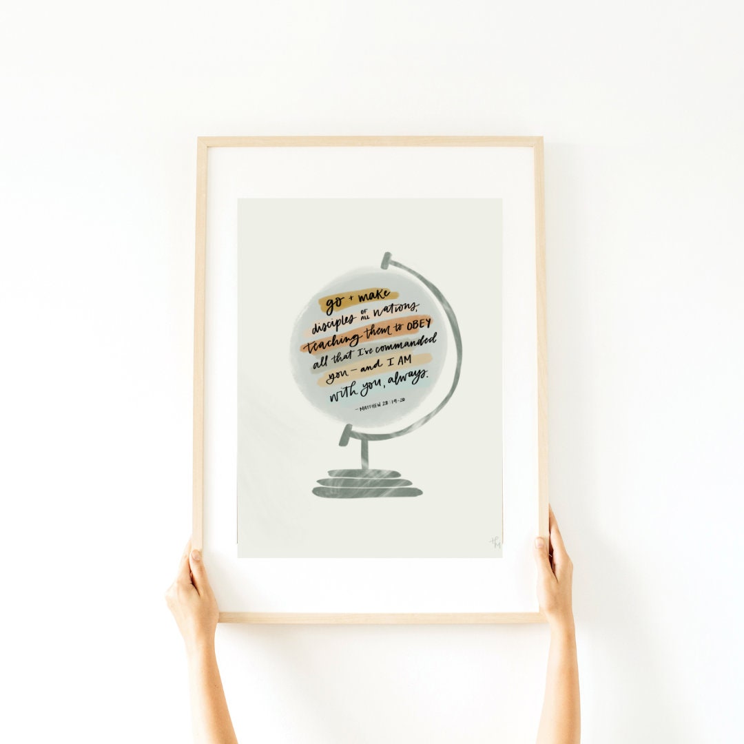 Great Commission Art Print | Global Missions | Boho Globe Print | Make ...