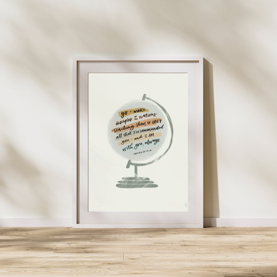 Great Commission Art Print | Global Missions | Boho Globe Print | Make ...
