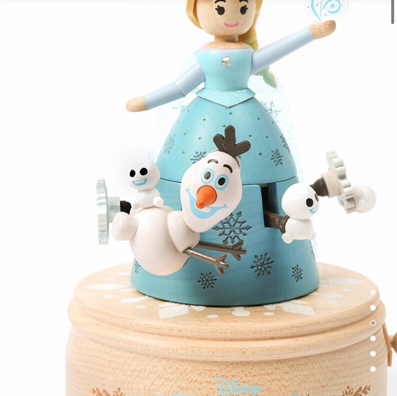 Stunning Wooden Music Box Frozen Elsa Olaf Snowmen Rotating up and Down ...