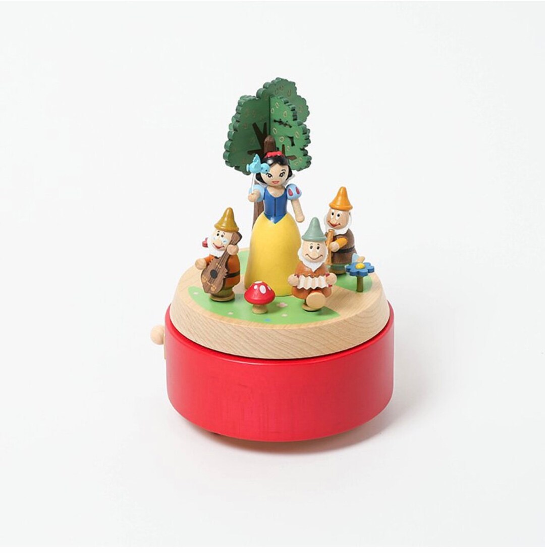 Stunning Wooden Music Box Snow White Seven Dwarfs Spins Round - Etsy