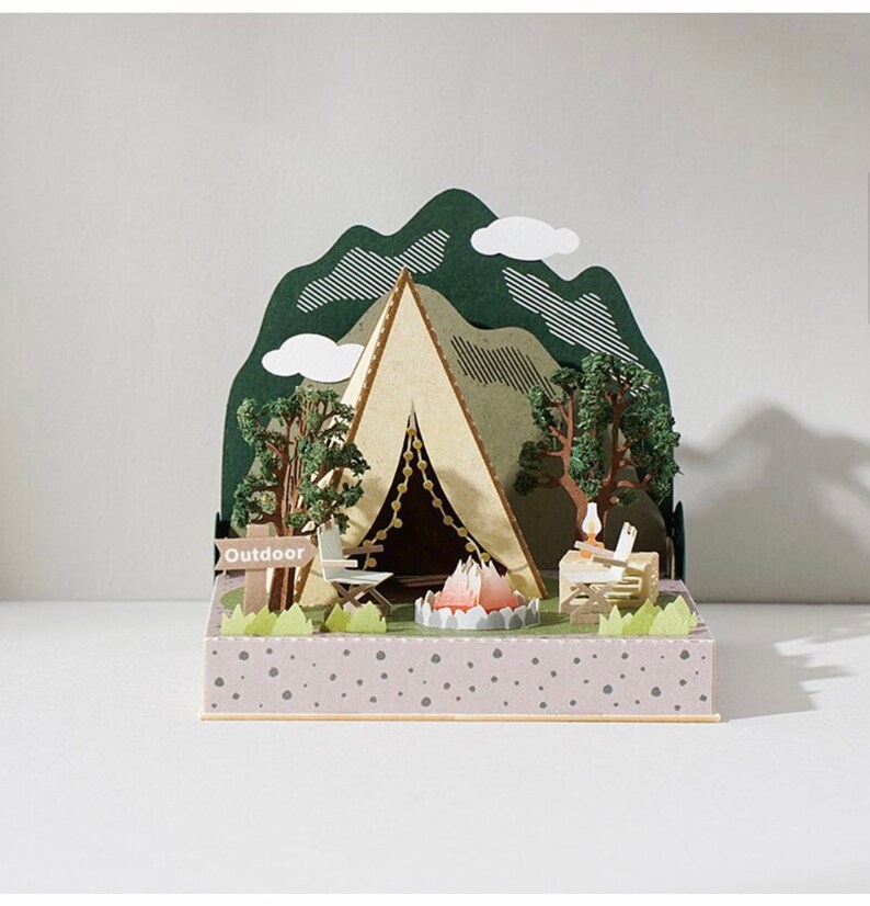 Camping Campfire Tent 3D Puzzle Lazer Paper Model Craft Kit - Etsy