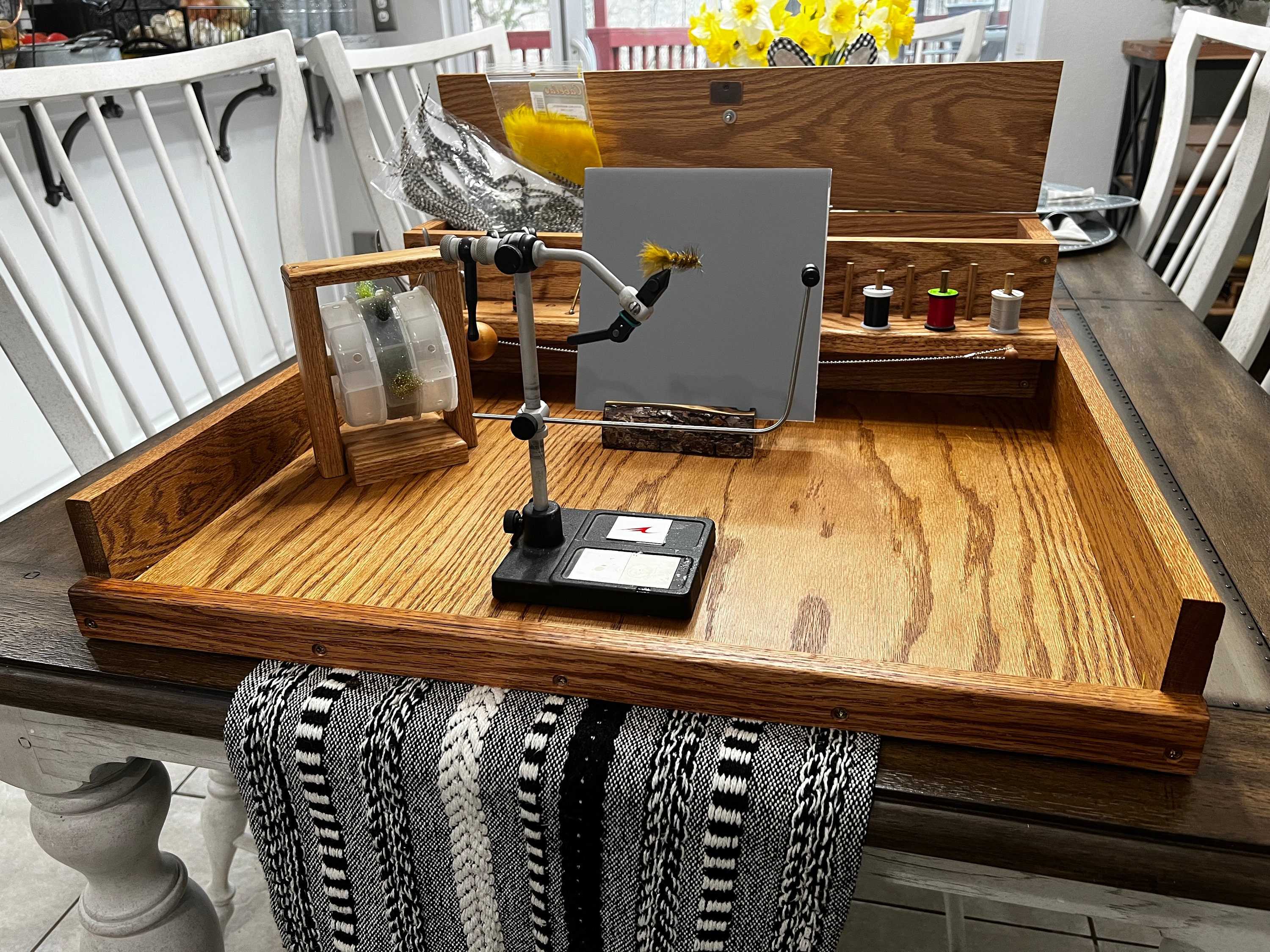 Fishing Fly Tying Work Bench, Station, Desk Top, Table Top, fly Tying ... Fishing Fly Tying Work Bench, Station, Desk Top, Table Top, fly Tying ...