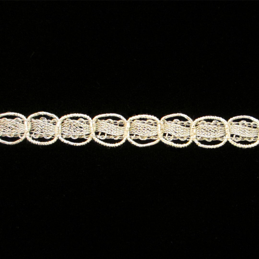 609.3 Metallic Gimp Trim - "circles" Bright-silver - 3/8" (9mm), Silver ...