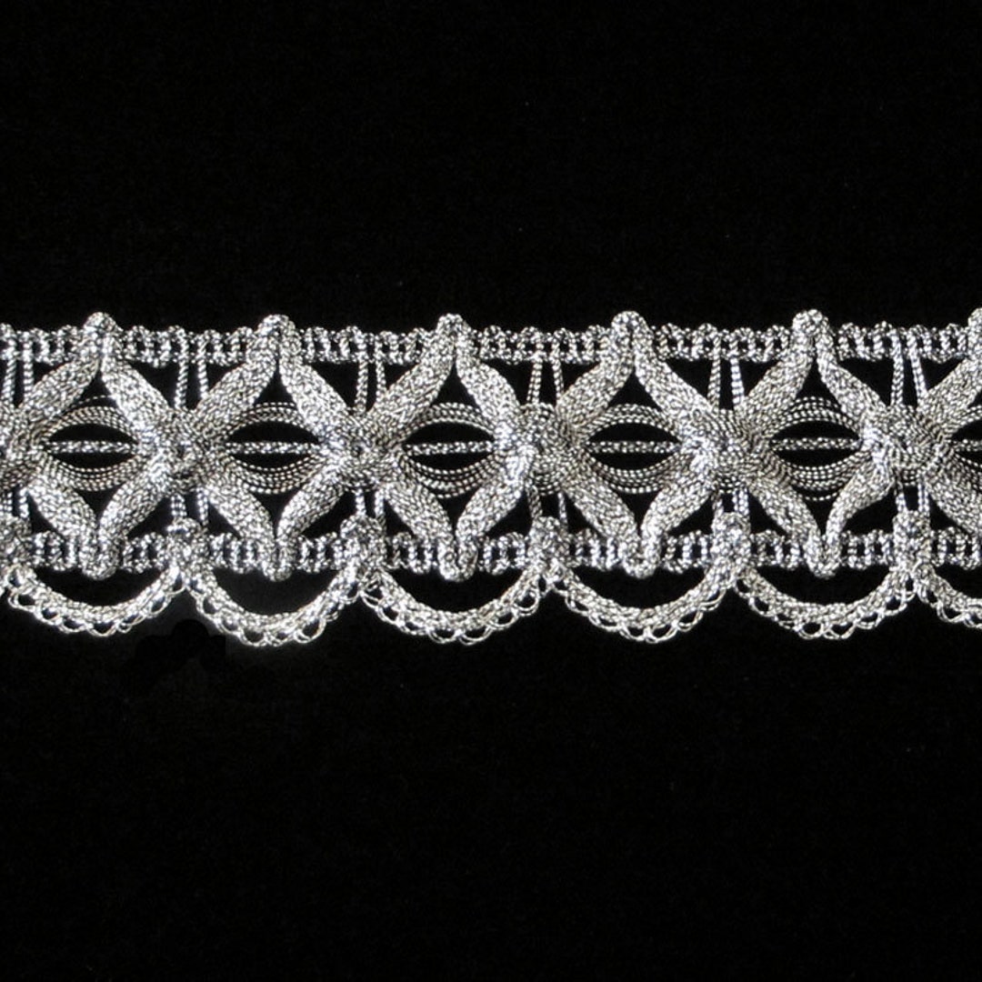 747.4 Metallic Gimp Trim "star" Antique-silver - 1-3/8" (35mm ...