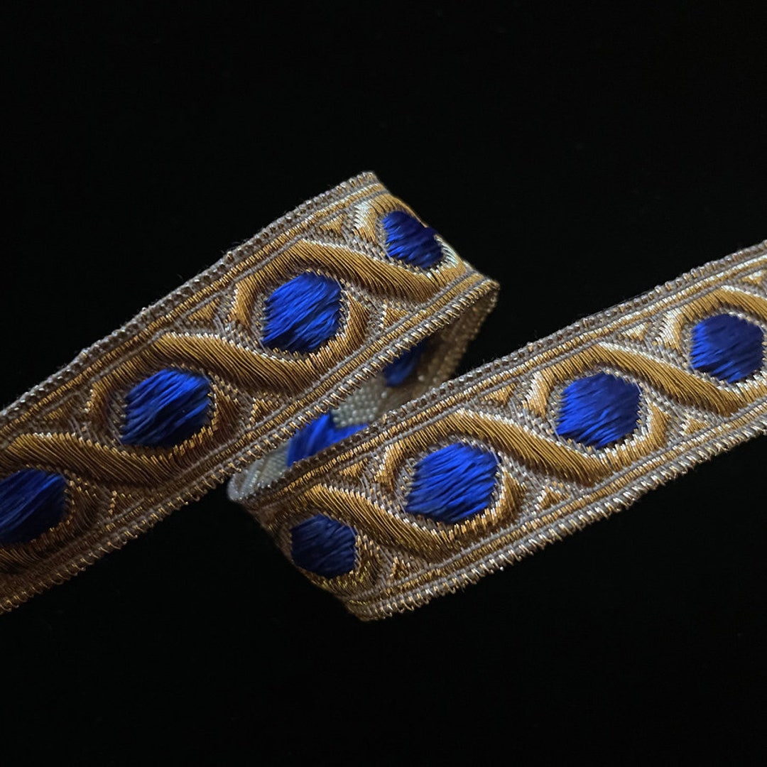 803.5 Metallic Galloon Trim "hex" With Border Blue 5/8" (15mm), Blue ...