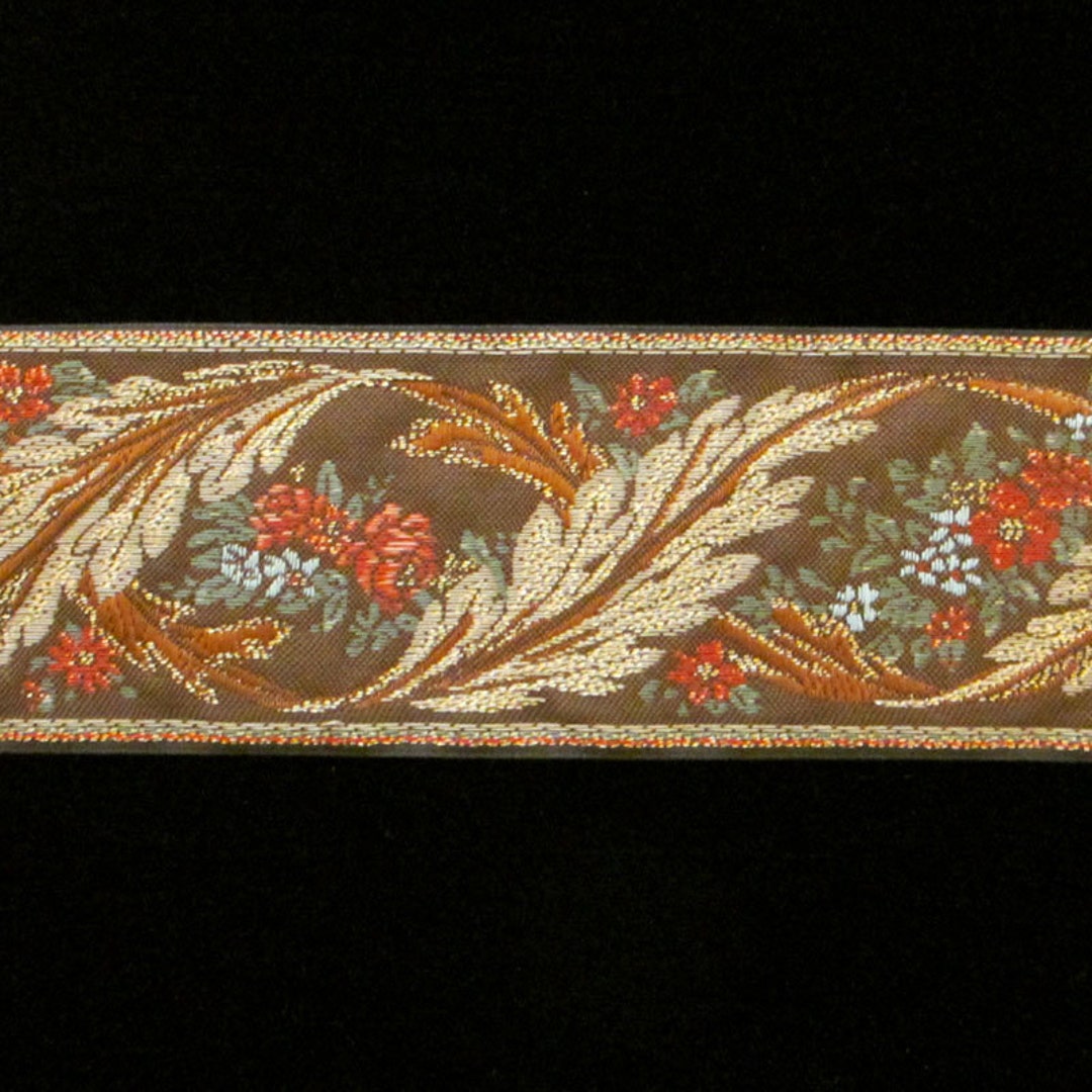 409 Jacquard Trim "acanthus" 1-7/8" (47mm), Jacquard Ribbon, Wide Trim ...