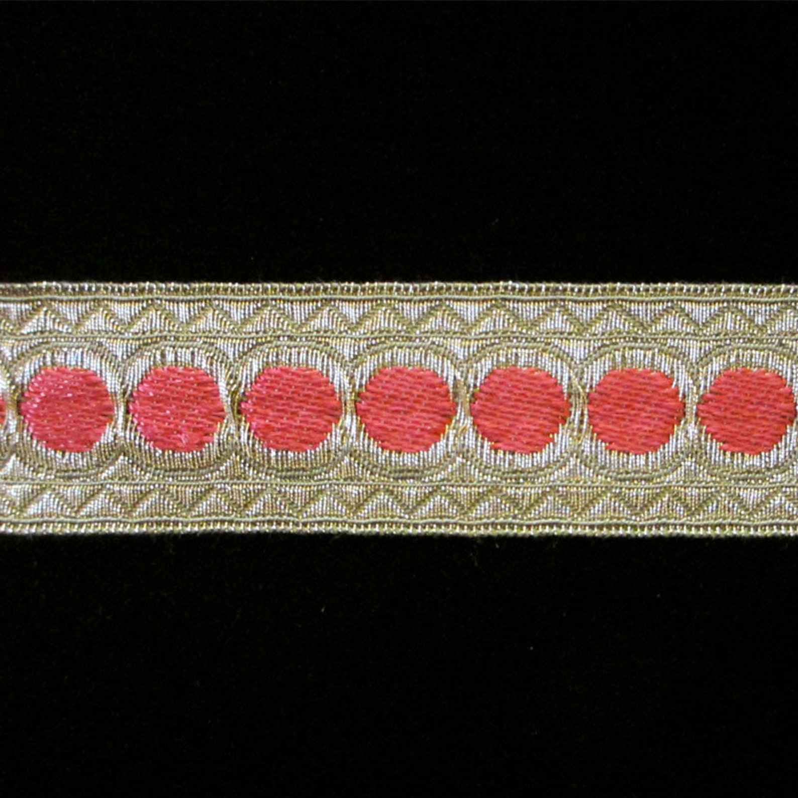 856.1 Metallic Galloon Trim - Red Dot 1" (25mm), Red and Gold Trim ...