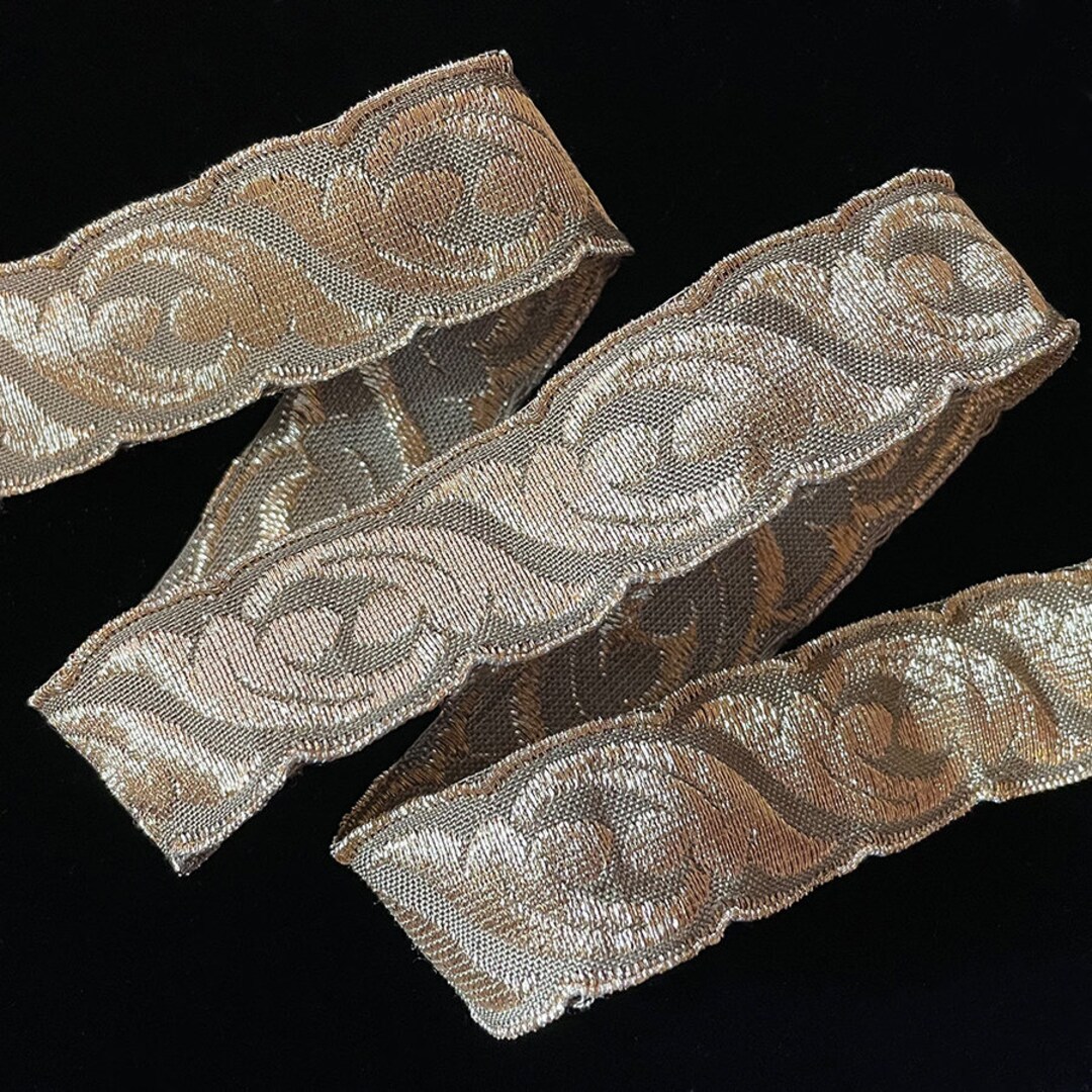 801.7 Acanthus Brown/gold Metallic Galloon 1" (25mm), Gold Metallic ...