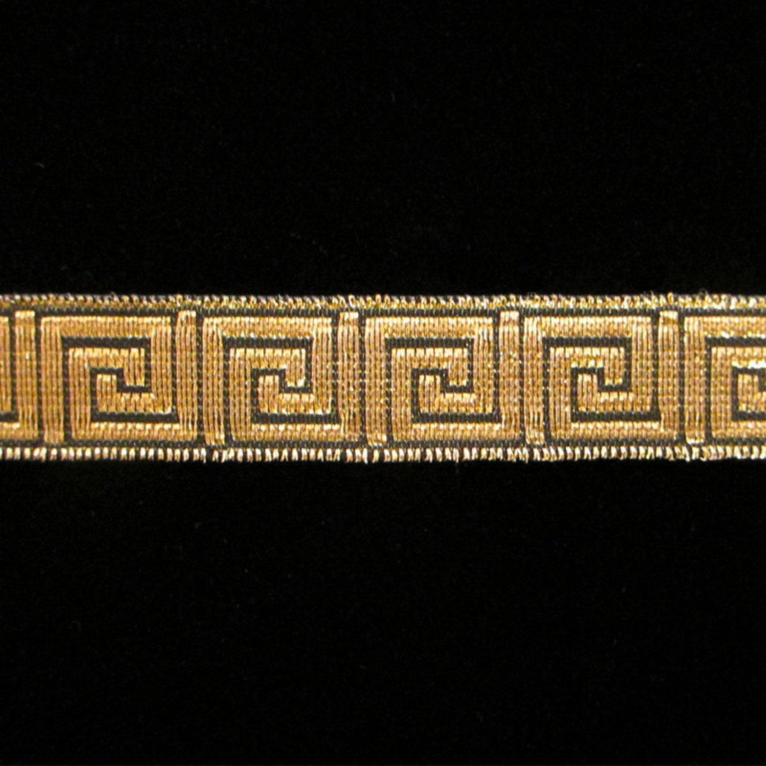 847.2 Metallic Gold and Black Trim "greek Key" - 5/8" (15mm), Black and ...