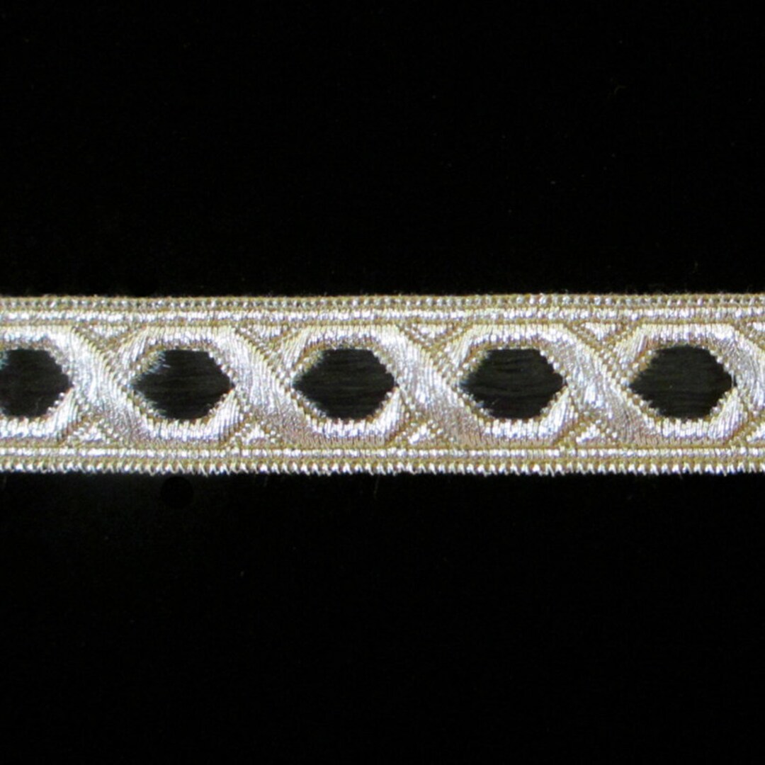 803.4 Metallic Galloon Trim "hex" 5/8" (15mm), Black and Silver Trim ...