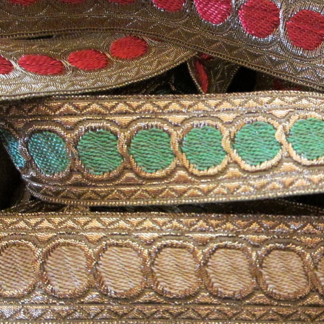 856.2 Metallic Galloon Trim Green Dot 1 25mm Gold - Etsy