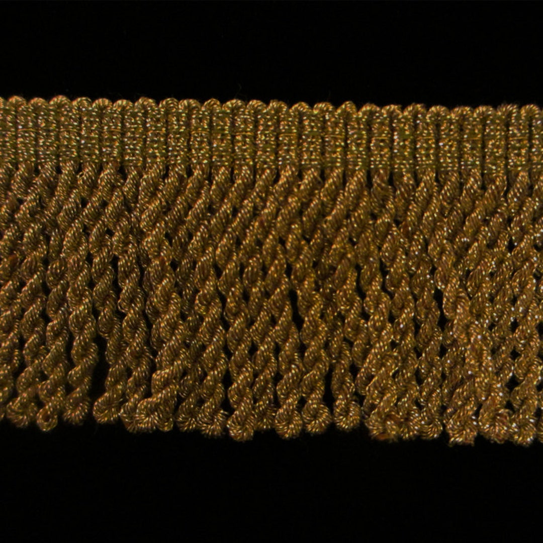 REMNANT 211.2 Metallic Fringe Trim - "bullion" - Antique-gold - 1-1/2 ...