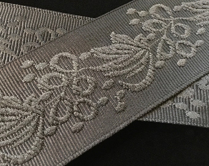 REMNANT 483 Jacquard Trim skye 1-1/2 38mm 25, Black Grosgrain Trim ...