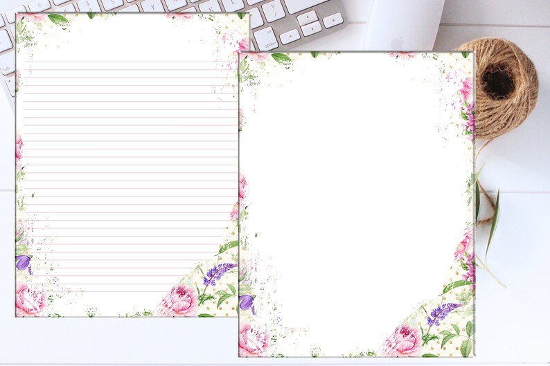 Printable Stationary Paper / Gold Rose Garden /stationary - Etsy