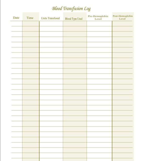 Blood Work Lab Log Sheet Template