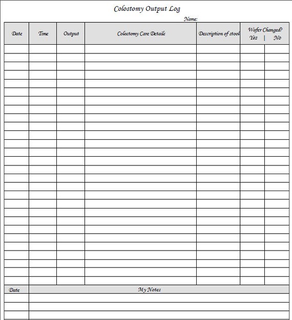 Fillable Colostomy Log / PDF/ Digital Health forms/ Printable | Etsy