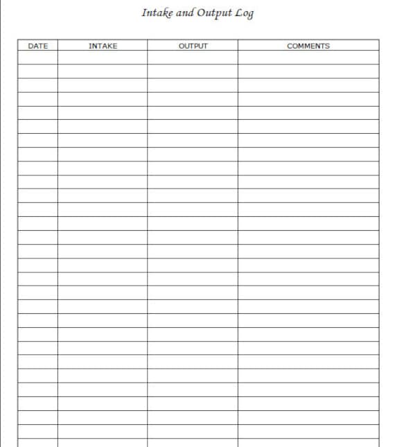 Fillable Digital Intake Output Log / PDF/ Digital Health | Etsy