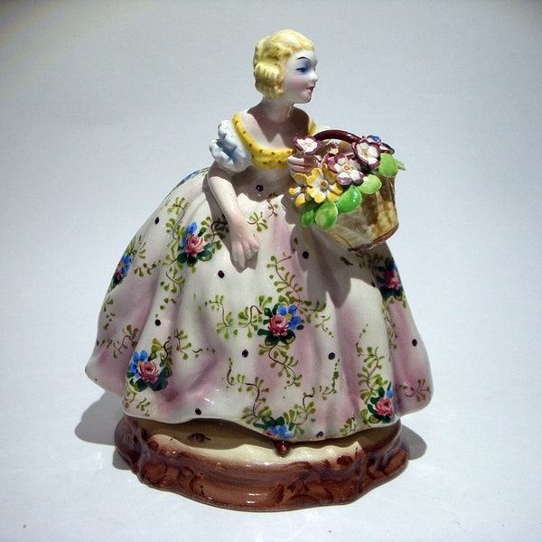 Porcelain Girl With Flower Basket Figurine - Etsy