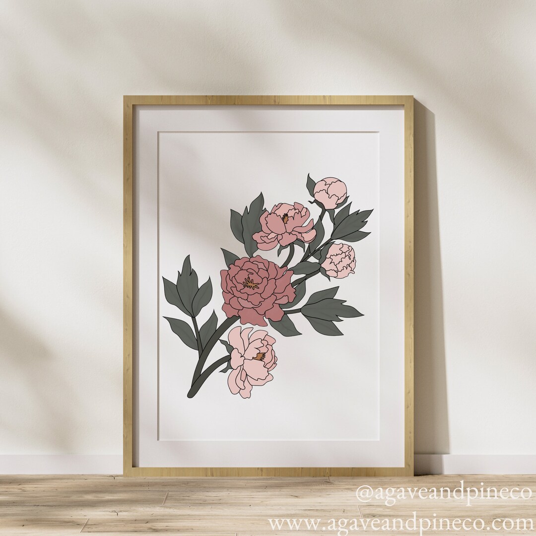 Ella Template / Peony Branch / Single Line Laser File / Laser Template ...