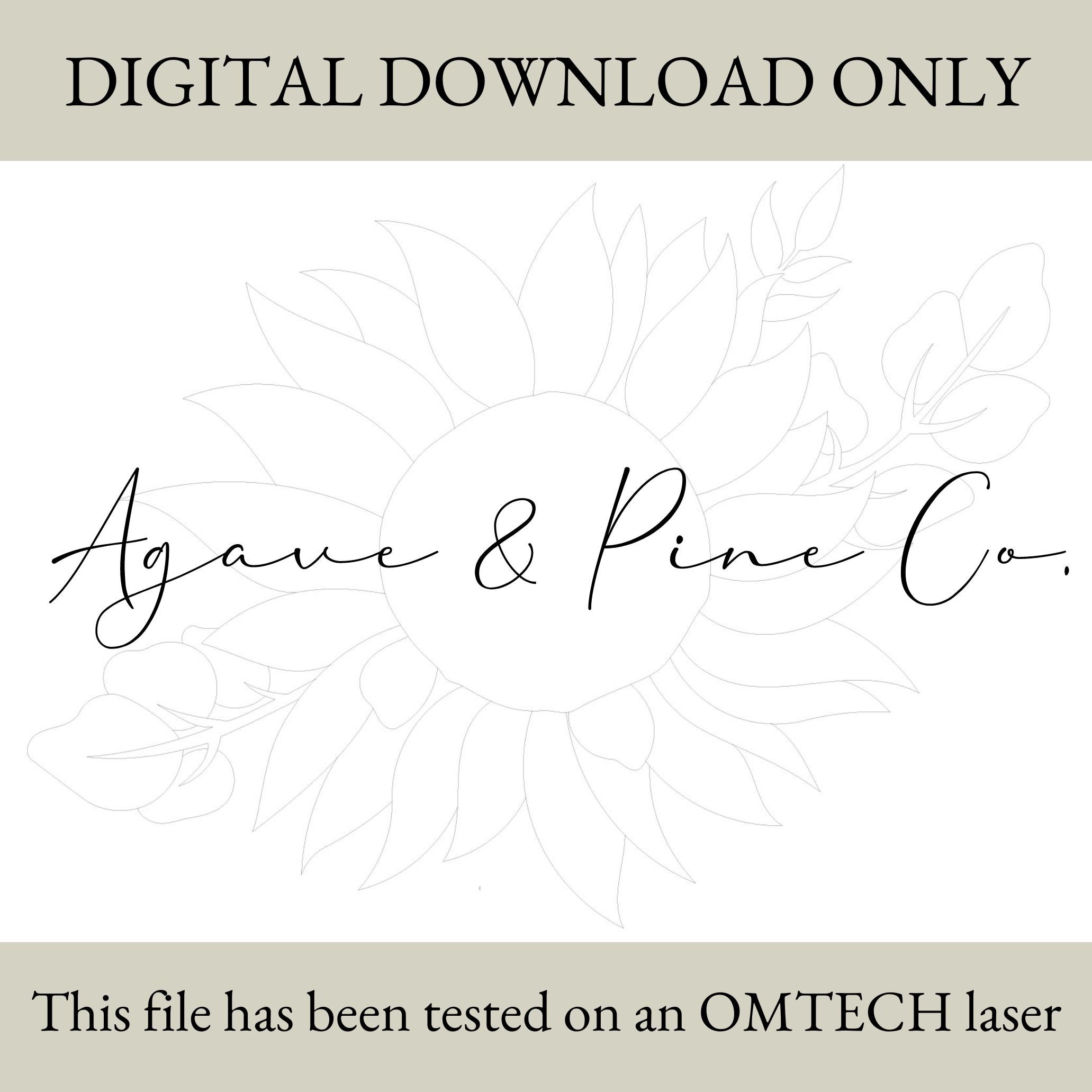 Sunflower Eucalyptus Template / Single Line Laser File / Laser Template ...