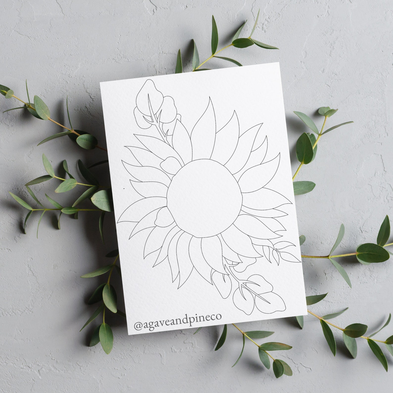Sunflower Eucalyptus Template / Single Line Laser File / Laser Template ...
