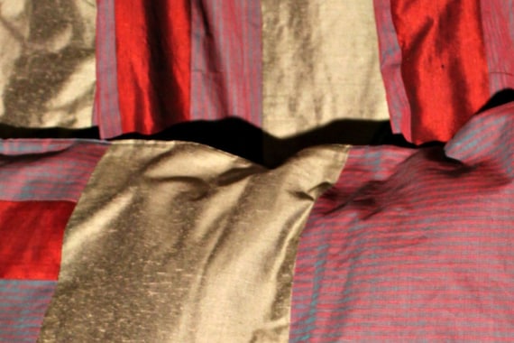 Red Turquoise Grey Reversible Quilt Set | Etsy