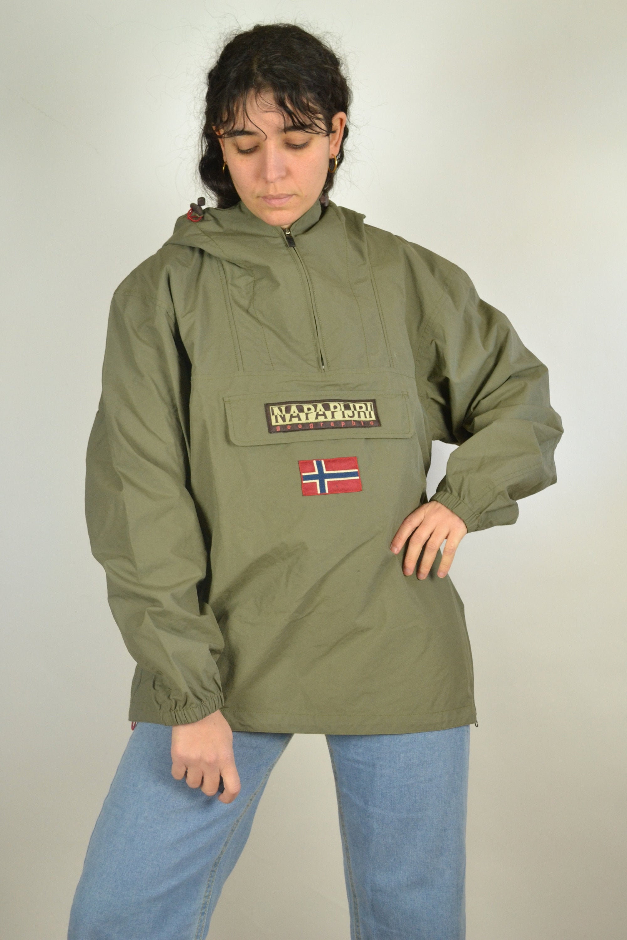 Vintage 90’s NAPAPIJRI Geographic Zip Up Dark Navy Blue Bomber Jacket ...