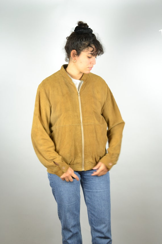 vintage caramel suede bomber - Gem