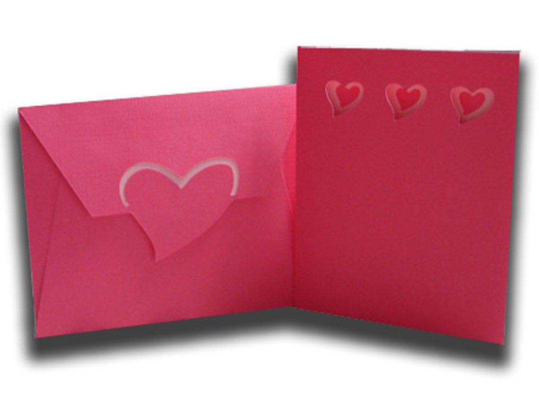 Triple Heart Card SVG: Envelope Liner, Cricut, Glowforge File (digital ...
