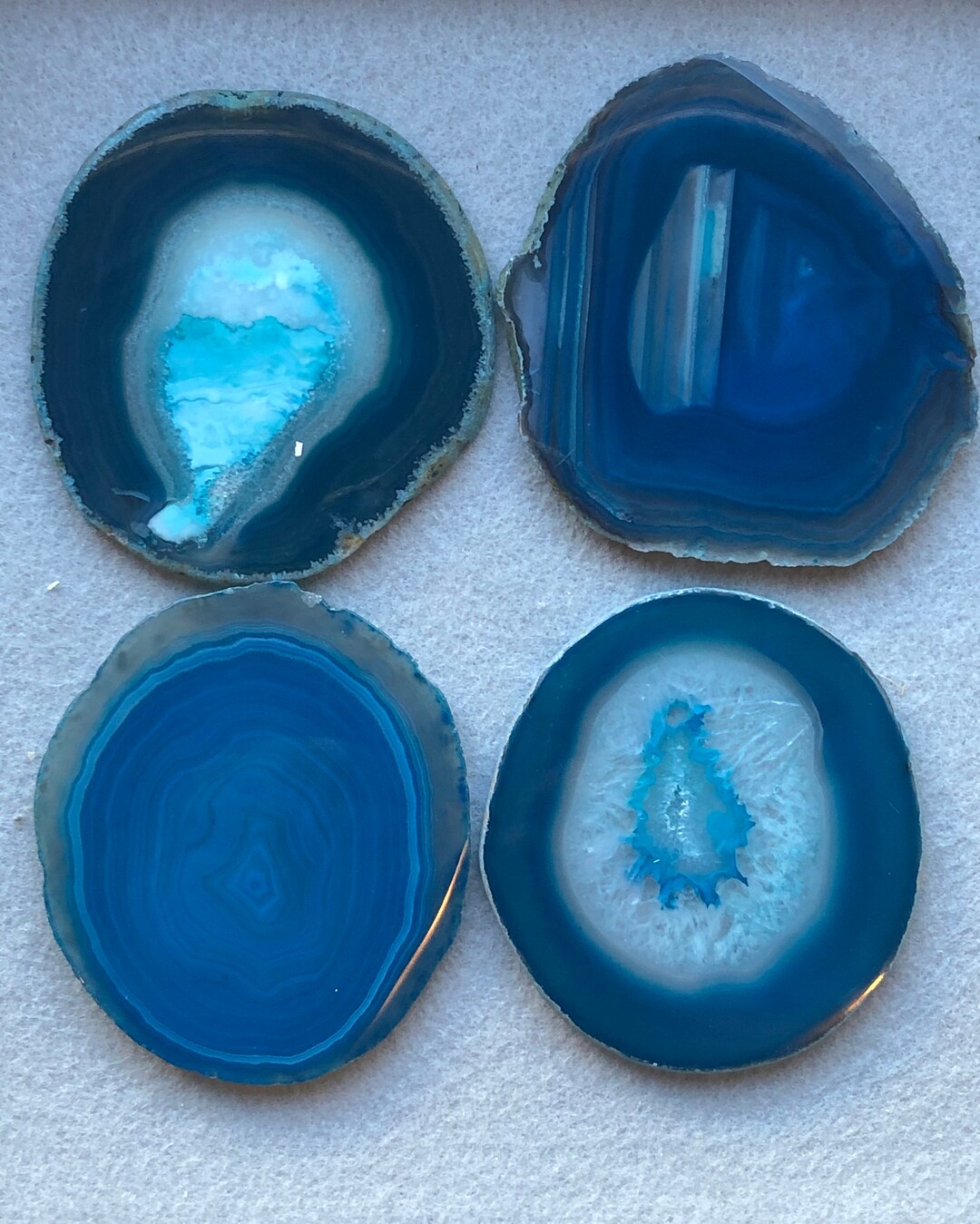 SET OF 4 COASTERS - Beautiful & Elegant Blue Turquoise Tones Agate ...