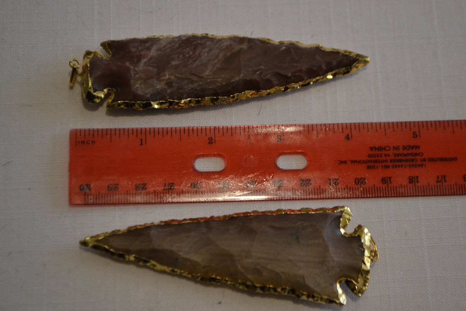 NEW LARGER SIZE Raw Jasper Arrowhead Pendant Charm With 24k - Etsy