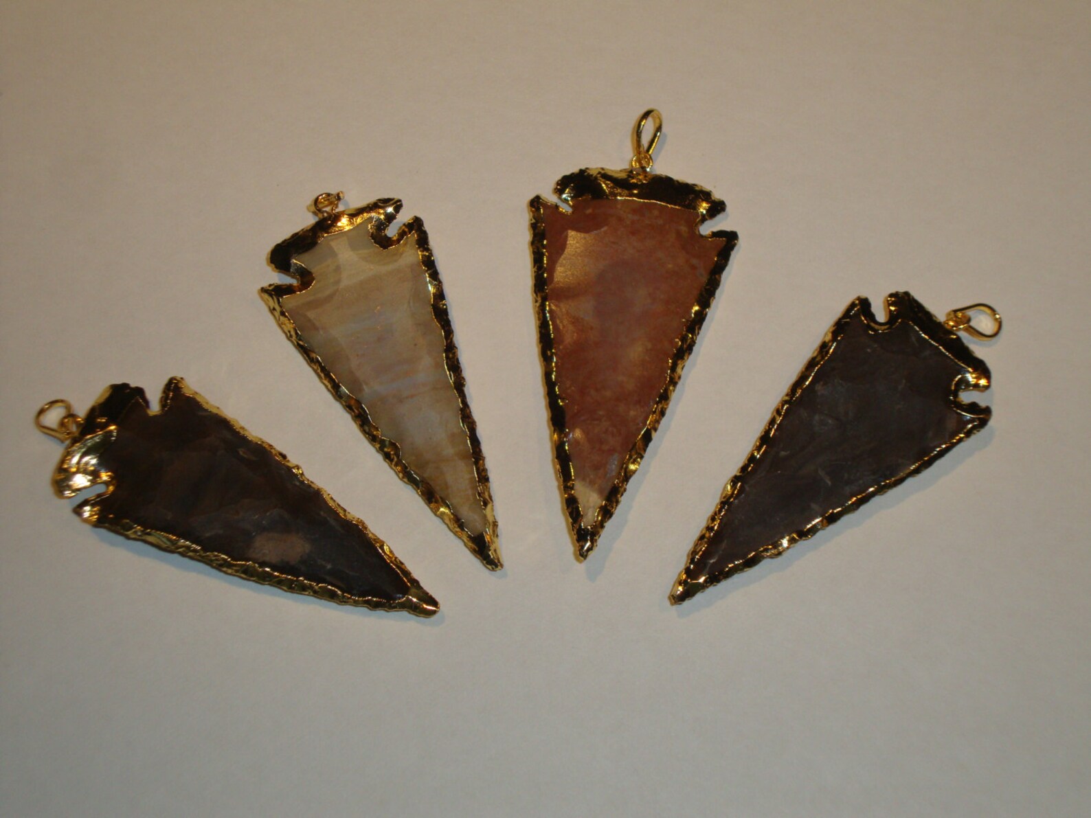NEW Raw Jasper Arrowhead Pendant Charm With 24k Gold Edging - Etsy