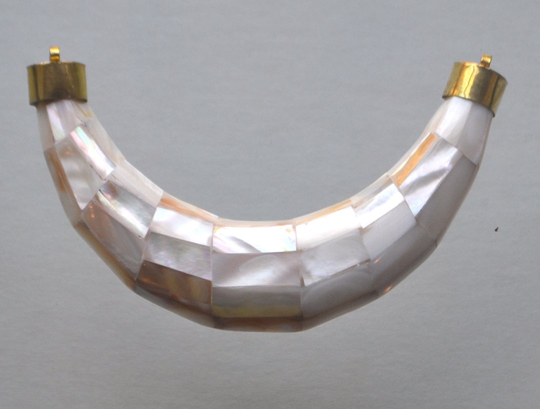 5" Extra Large Abalone Shell Mother of Pearl Inlaid Double Ended U ...