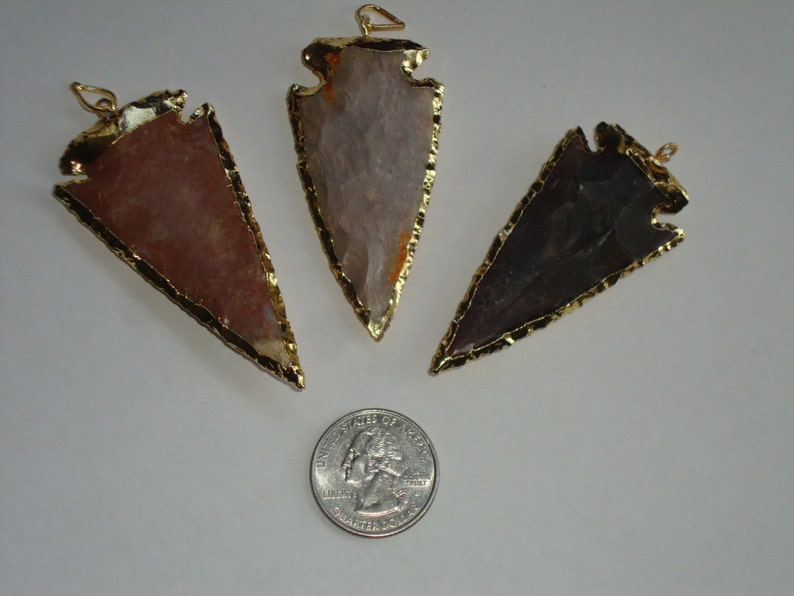 NEW Raw Jasper Arrowhead Pendant Charm With 24k Gold Edging - Etsy