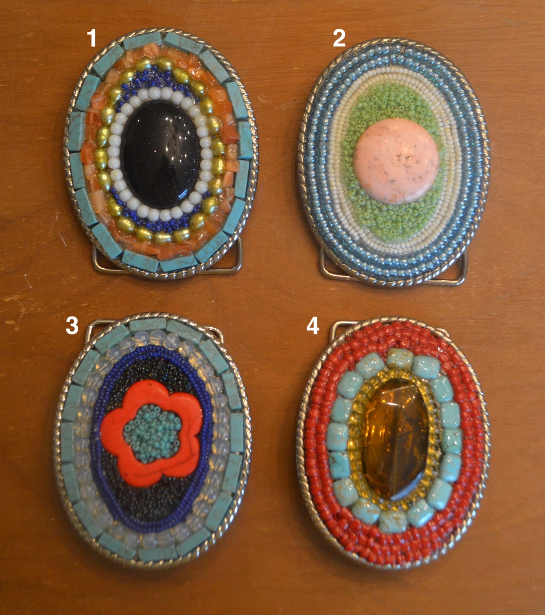 BEADED BELT BUCKLE - Handmade, One of a Kind, Buckle, Snap Belt Buckle ...