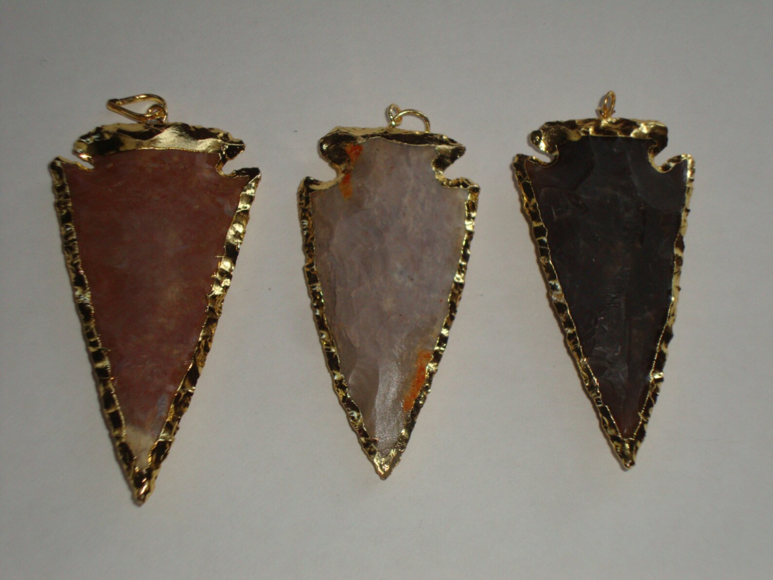 NEW Raw Jasper Arrowhead Pendant Charm With 24k Gold Edging | Etsy