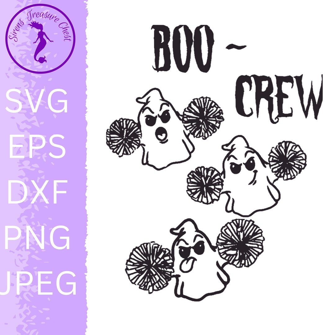 Boo Crew Ghost Cheerleader Svg-halloween Svg-cute Ghost-ghost Face Svg ...