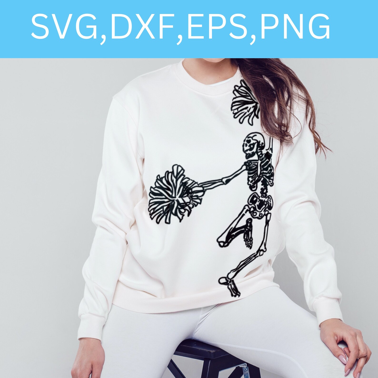 Skeleton Cheerleader Svg-halloween Svg Cheer Mom Svg - Etsy