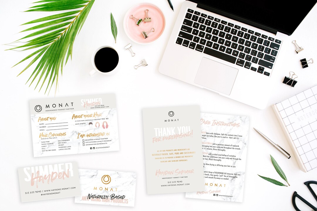 MONAT Bundle hayden business Cards Event Questionnaire Care ...