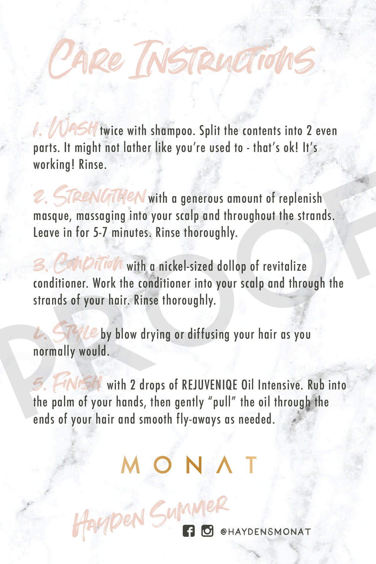 MONAT Bundle hayden business Cards Event Questionnaire Care ...