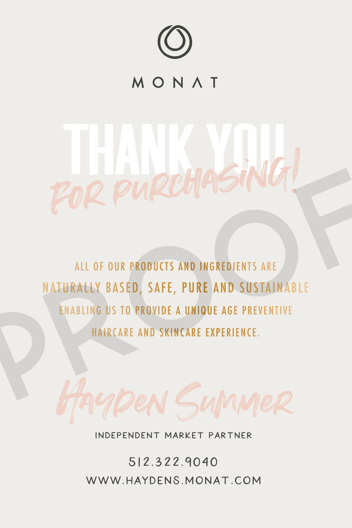 MONAT Bundle hayden business Cards Event Questionnaire Care ...