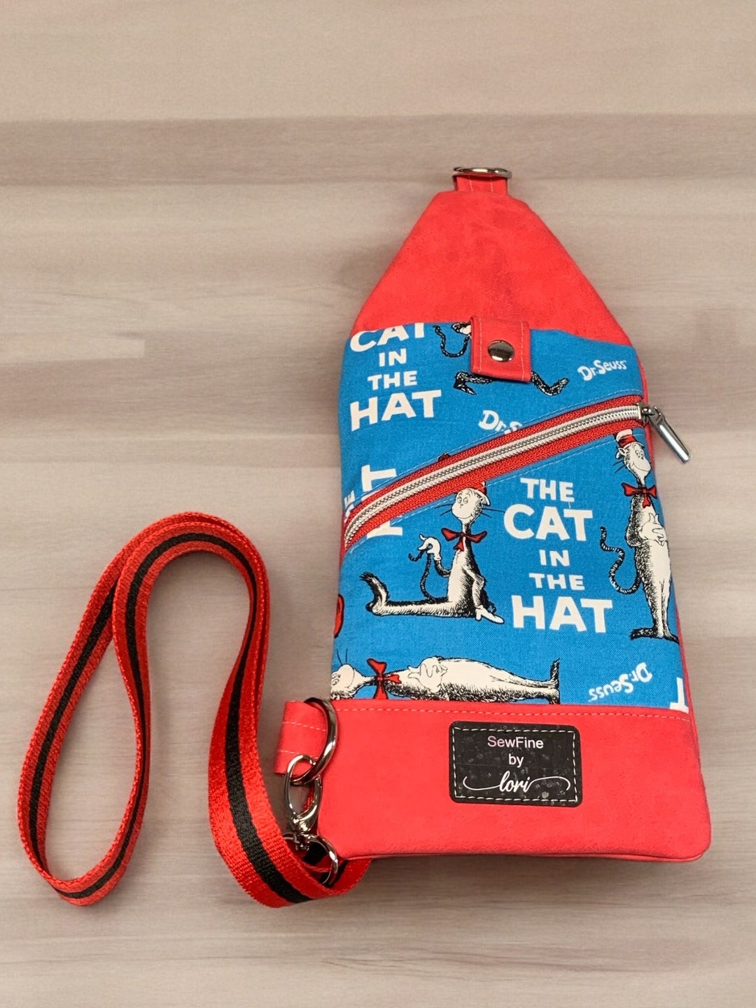Mini Traveler Sling Pouch: by Kandou Patterns - Soft Red Vinyl and “cat ...