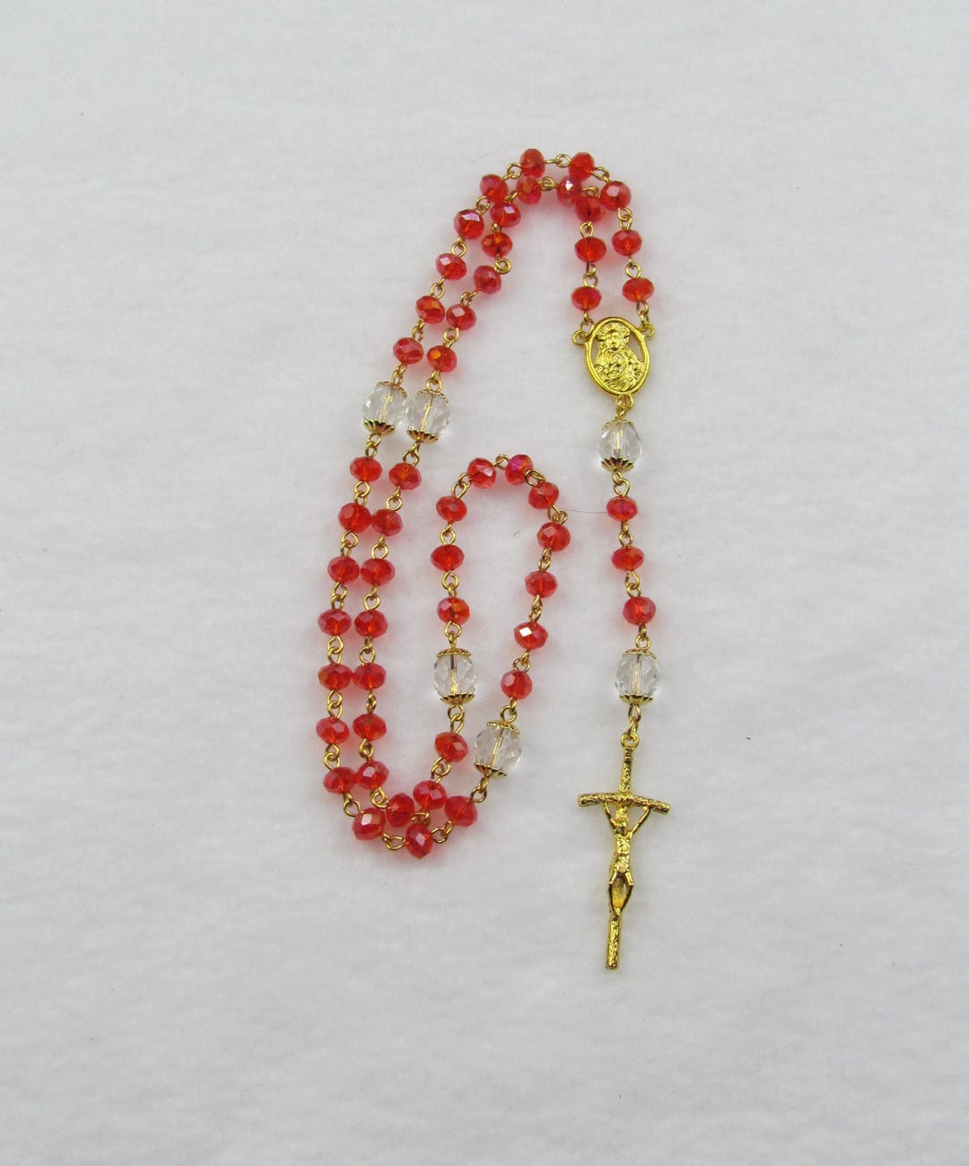 Rosary #48 in Red and Gold - Etsy