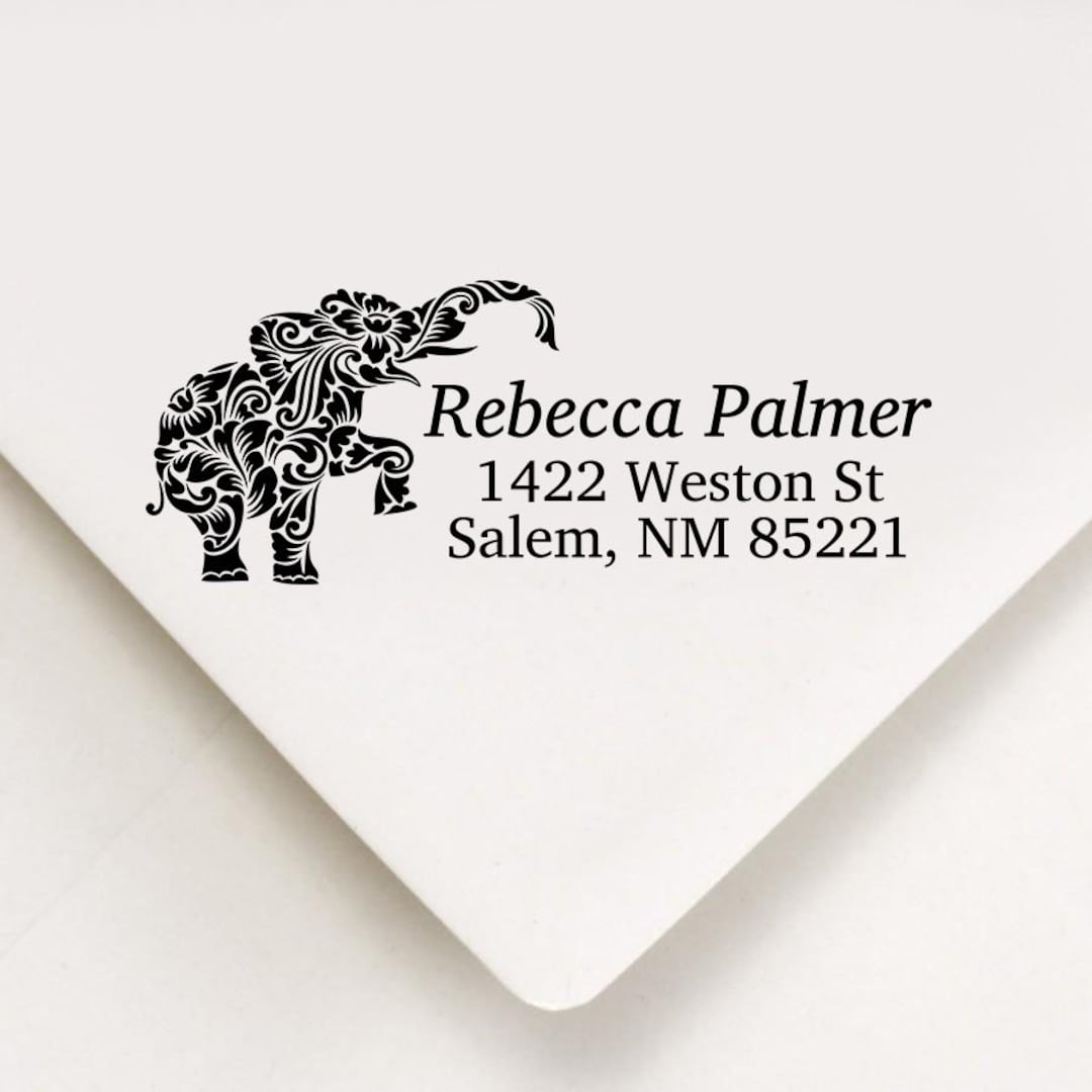 Elephant Return Address Stamp, Custom Stamp, Self Inking Stamp, Wedding ...